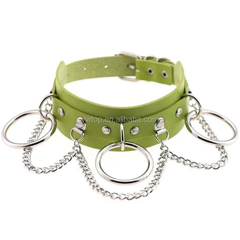 Vle Bondage Collar Punk Leather Three Rings Choker Bdsm Locking Slave Collar Buy Bondage