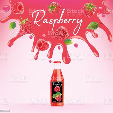 라즈베리 스플래시 주스 병 열대 과일 디자인 벡터 일러스트 주스에 대한 스톡 벡터 아트 및 기타 이미지 주스 물이 튀는 병 Istock