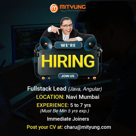 Mityung On Linkedin We Are Hiring Fullstack Lead Java And Angular For Navi Mumbai Location