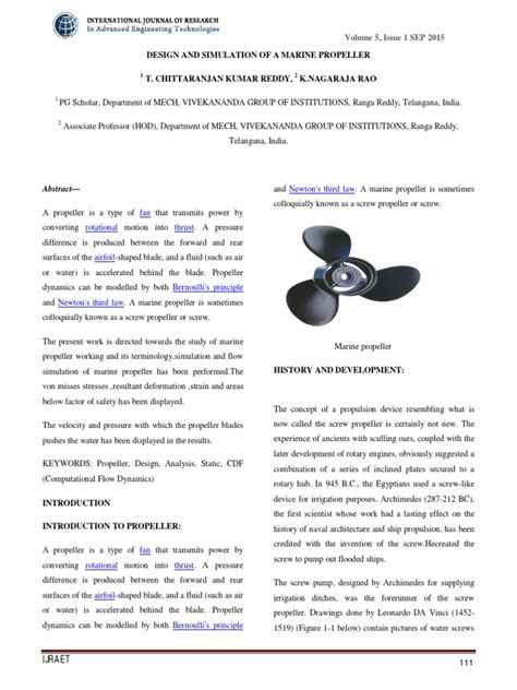 design and simulation of a marine propeller pdf propeller fluid