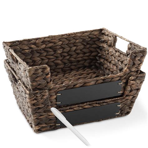 Casafield 2pk Wide Pantry Baskets Hyacinth Wicker Kitchen Shelf