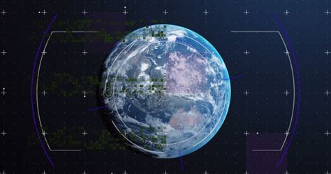 Animation Of Globe In Circles Squares And Computer Language Over
