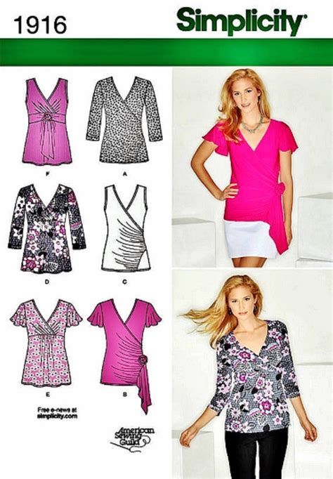 Sewing Pattern Women S Mock Wrap Top Pattern Stretch Knit Tops Pattern
