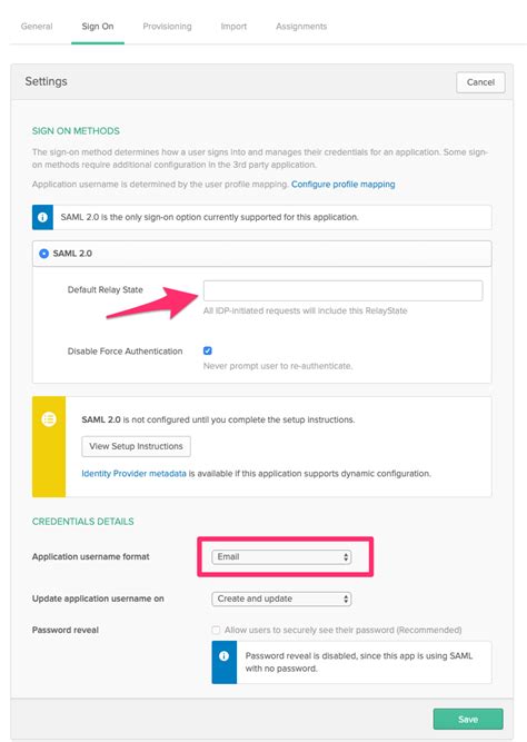 Okta Saml Sso Configuration Sharesecret Support