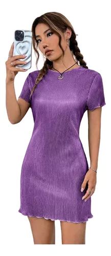 Vestido Casual Plisado Sexy Ajustado Meses sin interés