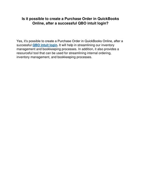 PPT Is It Possible To Create A Purchase Order In QuickBooks Online
