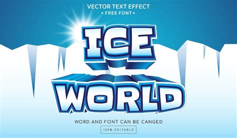 Efecto De Texto Editable Del Mundo De Hielo Vector Premium