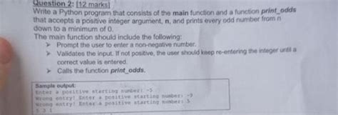 solved question 2 [12 marks] write a python program that