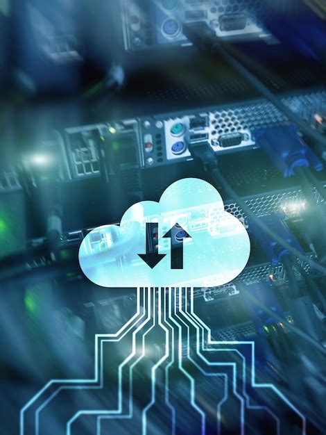 premium photo cloud server and computing data storage and processing