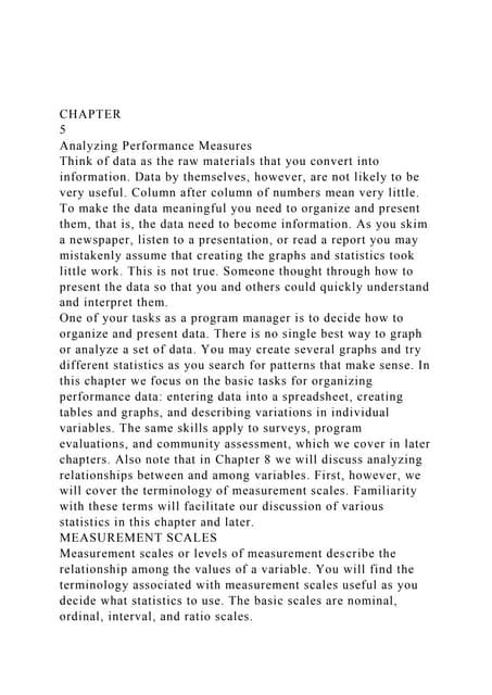 Chapter5 Analyzing Performance Measuresthink Of Data As Docx