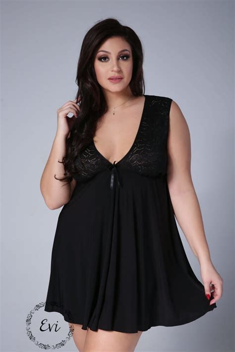 Czarna Koszulka Nocna LUCCIA Plus Size Bielizna Bielizna Erotyczna TONO