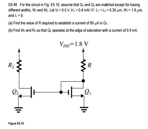 solved for the circuit in fig e5 10 assume that q 1 and