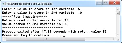 Swapping Of Two Numbers In C