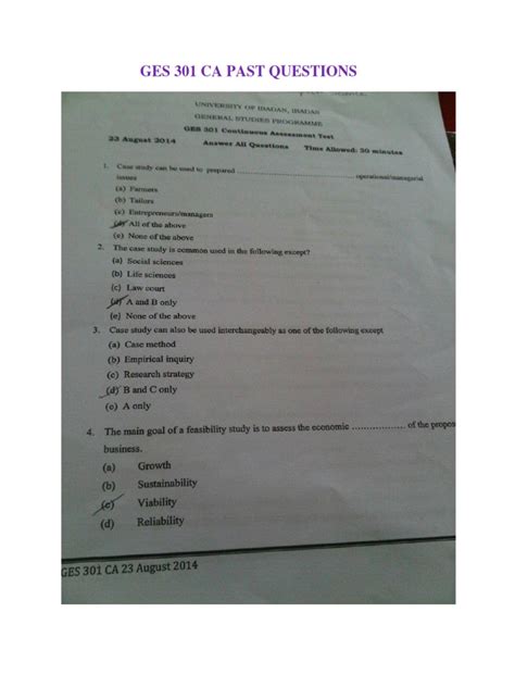Ges 301 Ca Past Questions 1 Pdf