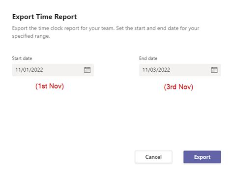 shifts app for teams issue exporting incorrect dates records