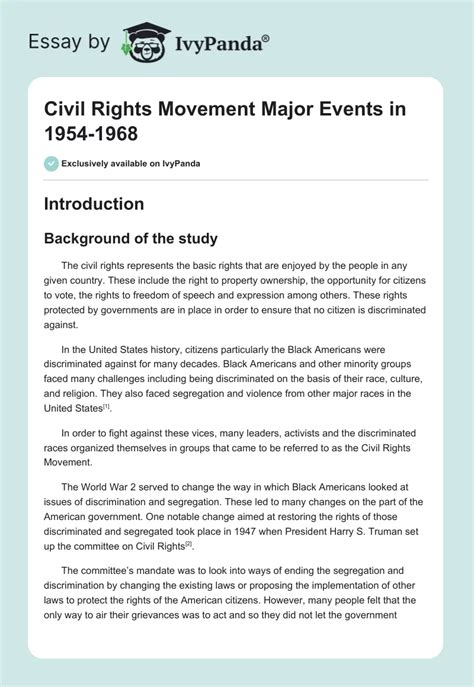 Civil Rights Movement Major Events In 1954 1968 1611 Words Research