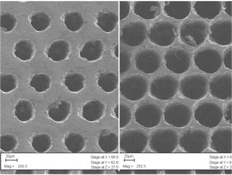 Sem Micrograph Top View Hole Array Before And After Chemical Etching