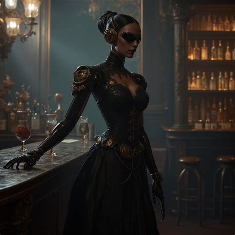 Steampunk Assassin In Tone On Tone Black Lace And Ai Art