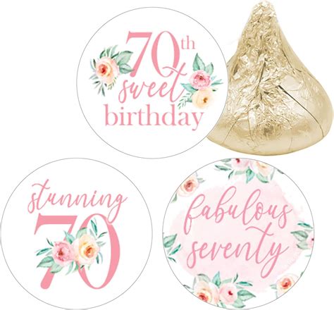 Pink Floral 80th Birthday Party Favor Stickers Chocolate