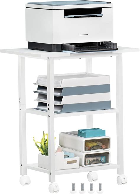 3 Tier Printer Stand Industrial Mobile Printer Table With Storage
