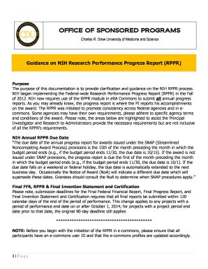 Fillable Online Guidance On NIH Research Performance Progress Report