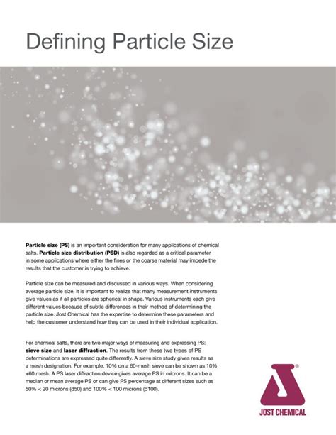 Defining Particle Size Jost Chemical Co