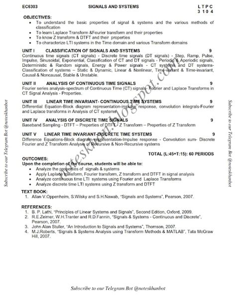 EC6303 Signals And Systems Syllabus Semester III ECE BE Anna University Anna University