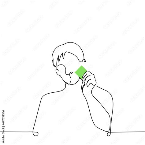 Man Shows A Green Card One Line Art Vector Concept The Referee