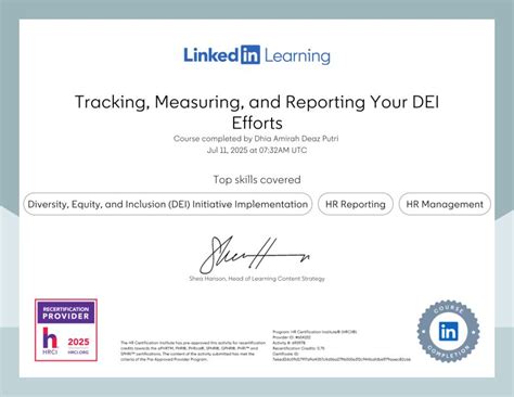 Just Finished The Course “tracking Measuring And Reporting Your Dei