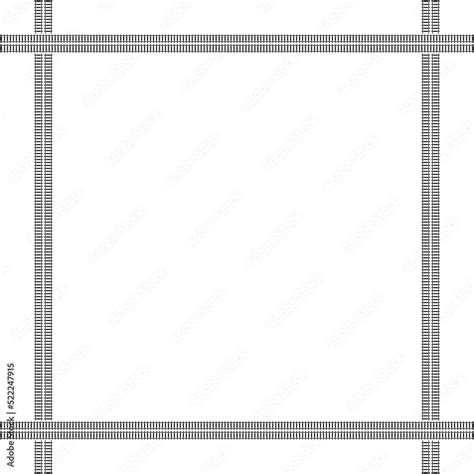 Vector Illustration Of Railroad Frame Isolated On White Background Railway Train Track