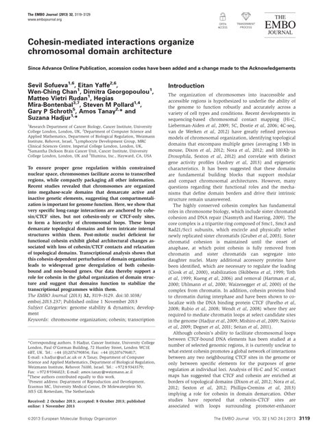 Pdf Cohesin Mediated Interactions Organize Chromosomal Domain