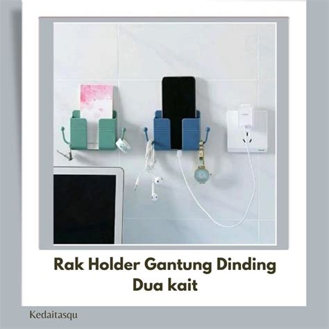 Jual Rak Charger Holder Tempel Dinding Rak Gantungan HP Dua Kait