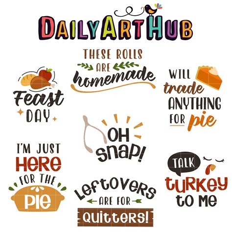 Thanksgiving Feast Quotes Clip Art Set Daily Art Hub Graphics