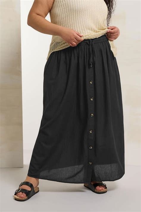 Black Maxi Jersey Strtech Skirt With Pockets Plus Size 16 To 36