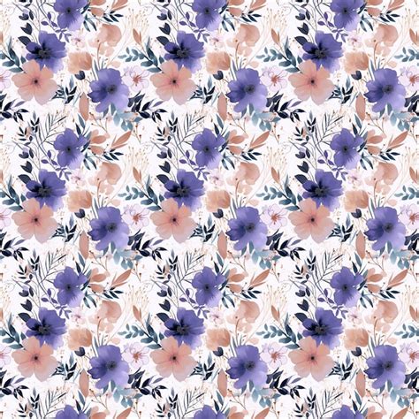 Premium Ai Image Watercolor Style Floral Quartet Continuous Tile Pattern