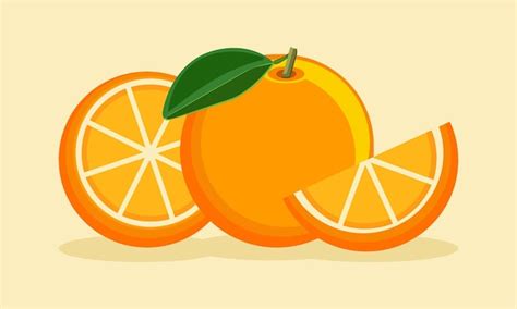 Ilustrações planas de desenhos animados de frutas laranja Vetor Premium