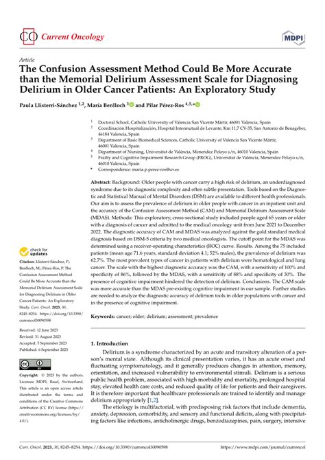 Pdf The Confusion Assessment Method Could Be More Accurate Than The Memorial Delirium