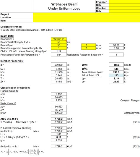 Steel Beam Under Uniform Load Aisc 360 16