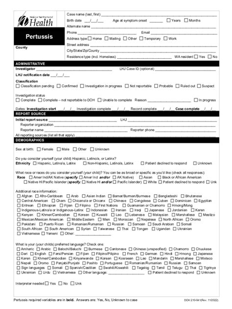 Pertussis Reporting Form Complete With Ease Airslate Signnow