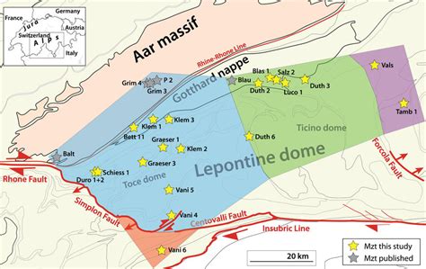 Map Of The Lepontine Metamorphic Dome Modified From Steck Et Al