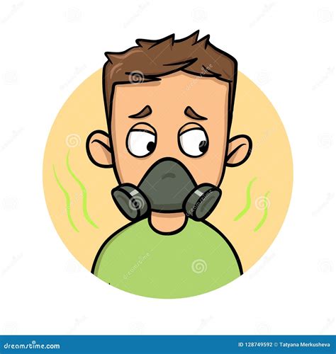 Guy In A Gas Mask Looking Sideways Cartoon Design Icon Flat Vector