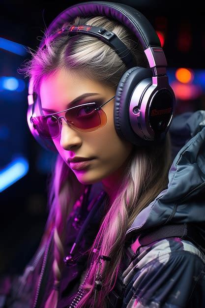 Premium Ai Image A Woman Wearing Headphones And Sunglasses