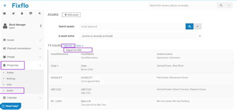 Exporting Asset Data