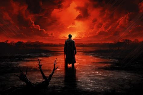 Scarlet Skies A Night Splendor Premium Ai Generated Image