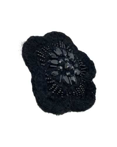 Application Cucible Flower Wool Crochet Strass Stones 9x9 Cm