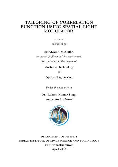 Pdf Tailoring Of Correlation Function Using Spatial Light Modulator