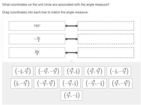 What Coordinates On The Unit Circle Are Associated With The Angle