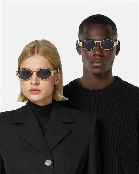 Medusa Deco Oval Sunglasses Blackgold Versace Us
