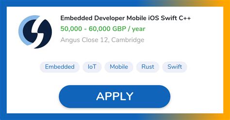 Embedded Developer Mobile Ios Swift C Job In Cambridge Client Server