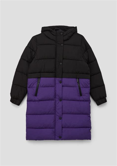 Quilted Coat With Colour Blocking Black S Oliver